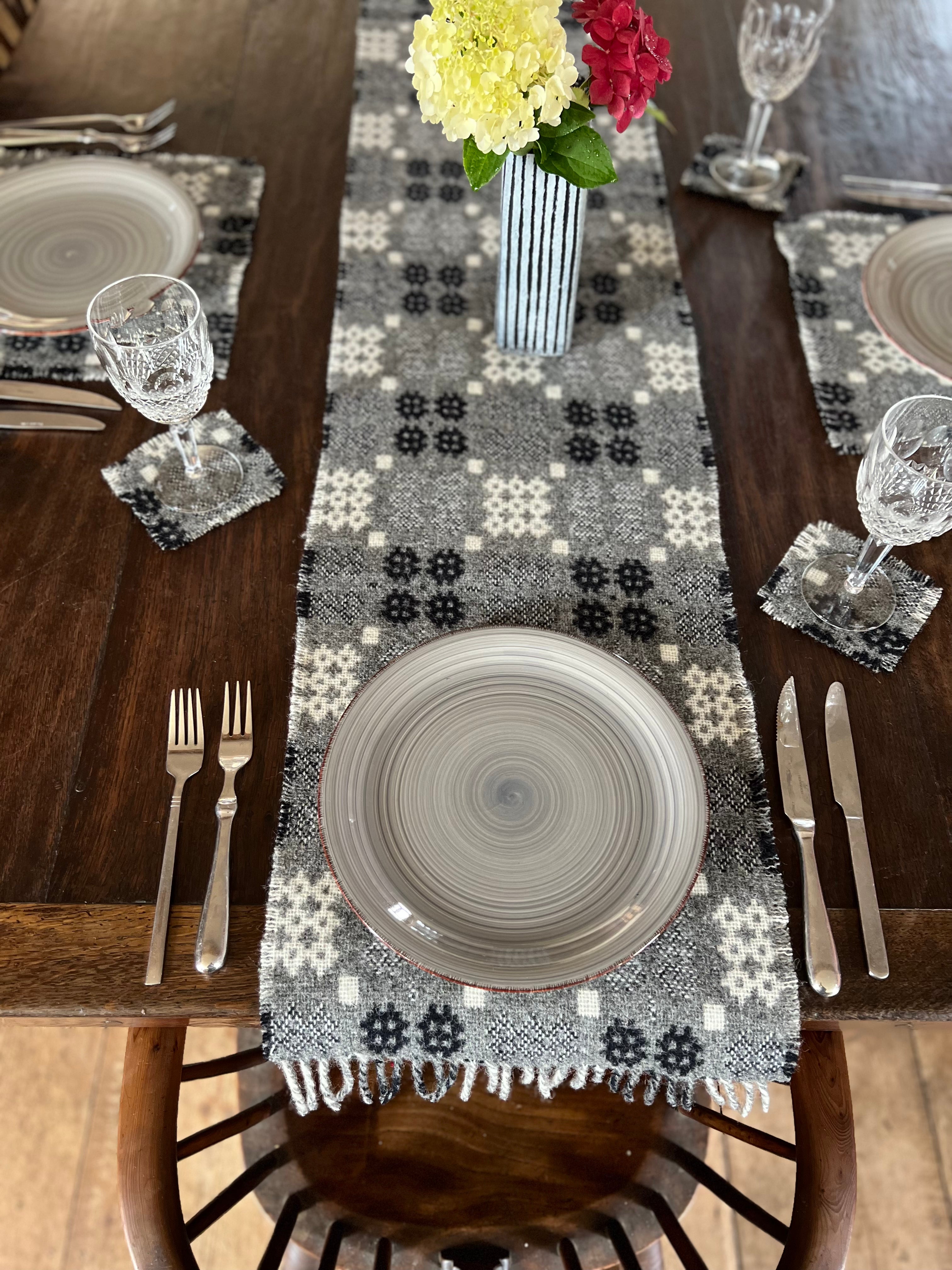Welsh Tapestry Table Runner – Grey Caernarfon – Welsh Tweed