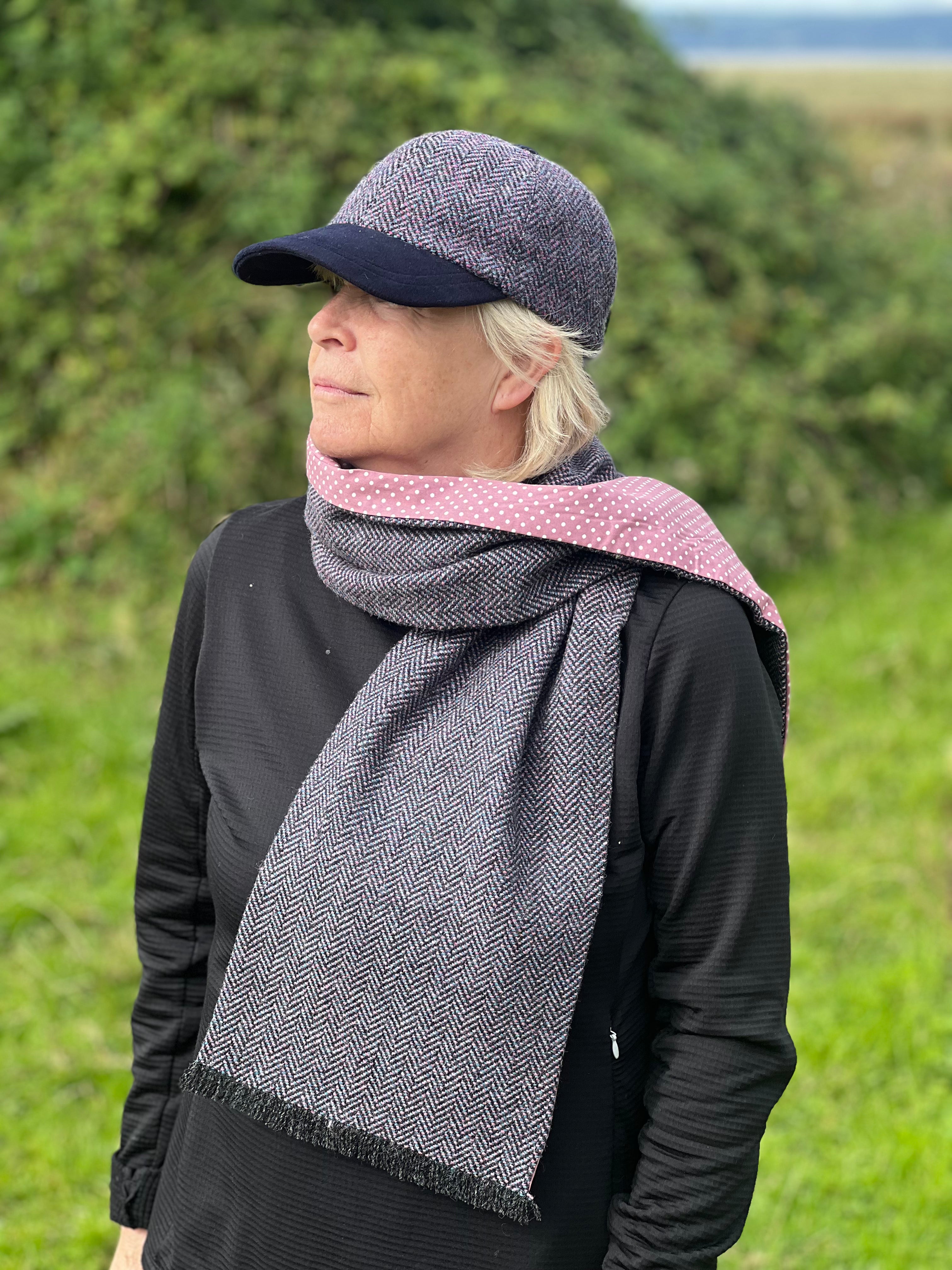 Tenby Tweed with Plum Polka Dot Lining – Welsh Tweed